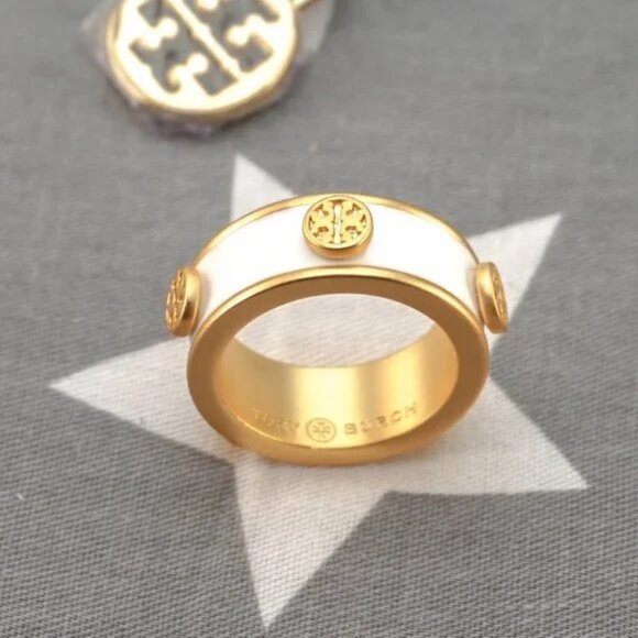 Tory Burch | Jewelry | Tory Burch Kira Enamel Ring In Ivory White ...
